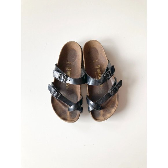 Birkenstock | Shoes | Birkenstock Mayari Black Patent Toe Loop Thong ...